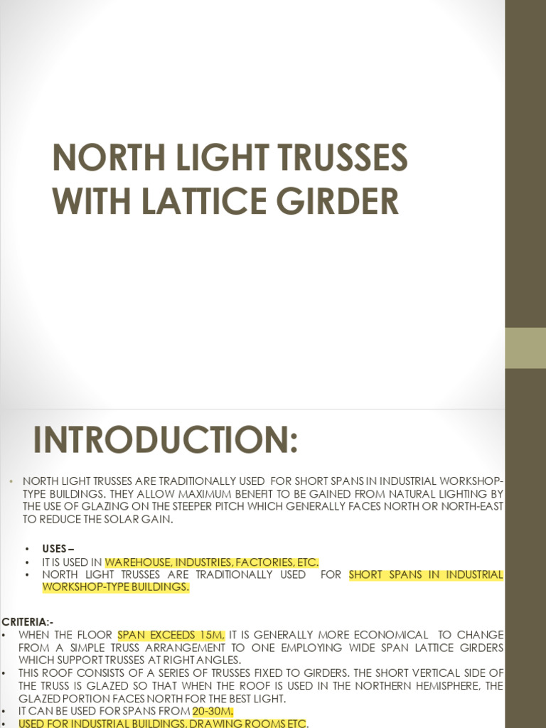 North Light Trusses With Latice Girder | PDF | Lighting | Truss