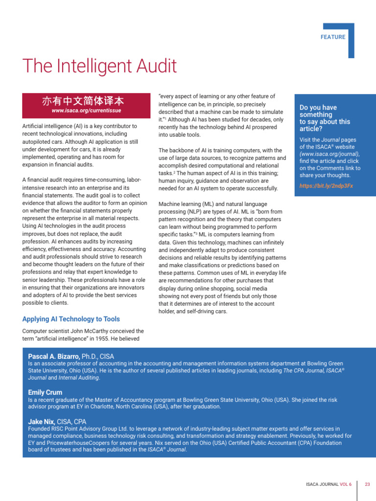 CO 3 - The Intelligent Audit - ISACA | PDF | Financial Audit | Audit
