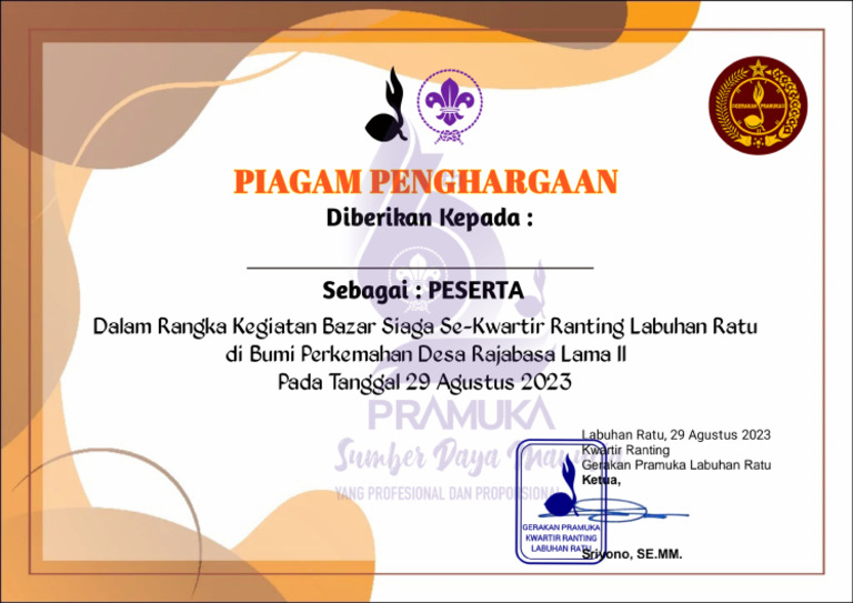 Piagam Peserta | PDF