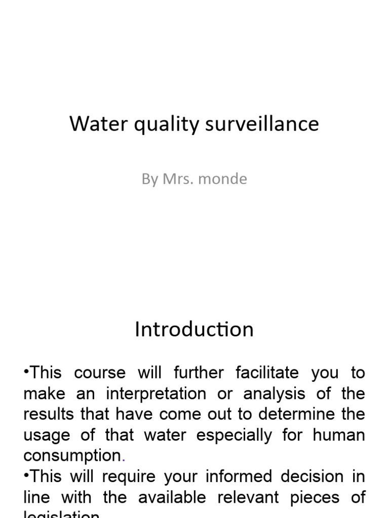 Water Quality Surveillance Power Point | PDF | Drinking Water | Water ...