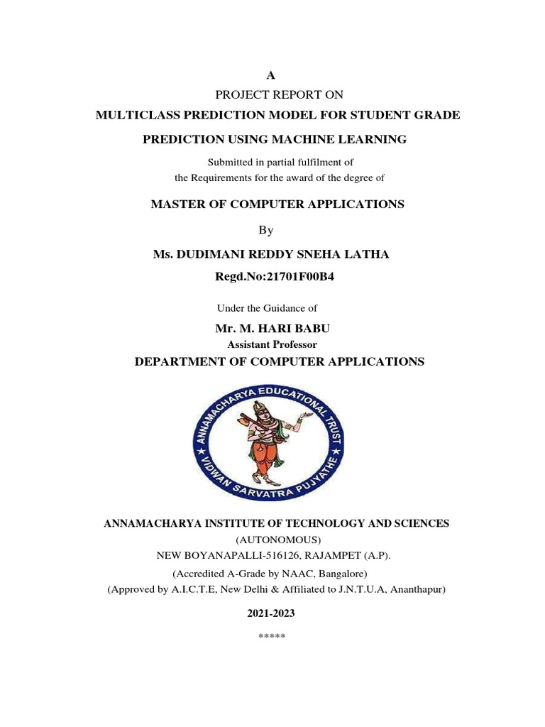 Multiclass Prediction Model For Student Grade Prediction Using Machine ... Multiclass Prediction Model For Student Grade Prediction Using Machine ...