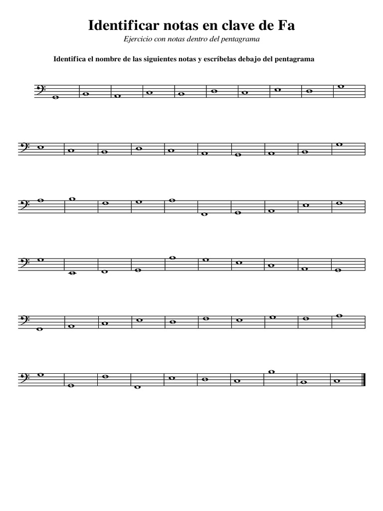 Identificar Notas en Clave de Fa | PDF