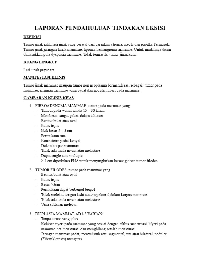 Laporan Pendahuluan Tindakan Eksisi | PDF
