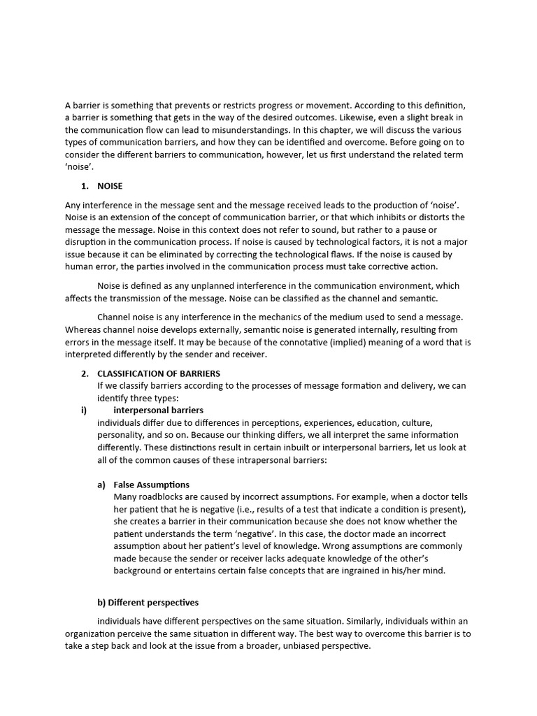 Barriers of Communication | PDF | Communication | Cognitive Psychology