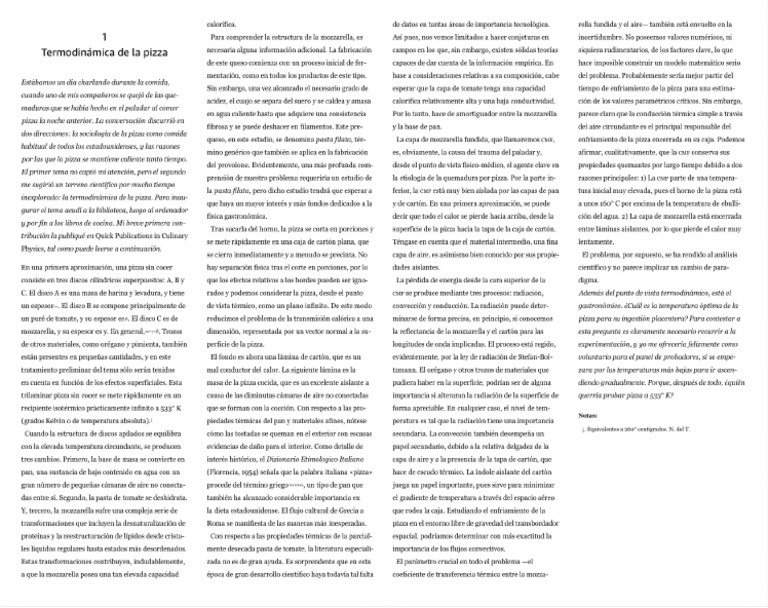 La Termodinámica de La Pizza (Harold J. Morowitz) | PDF