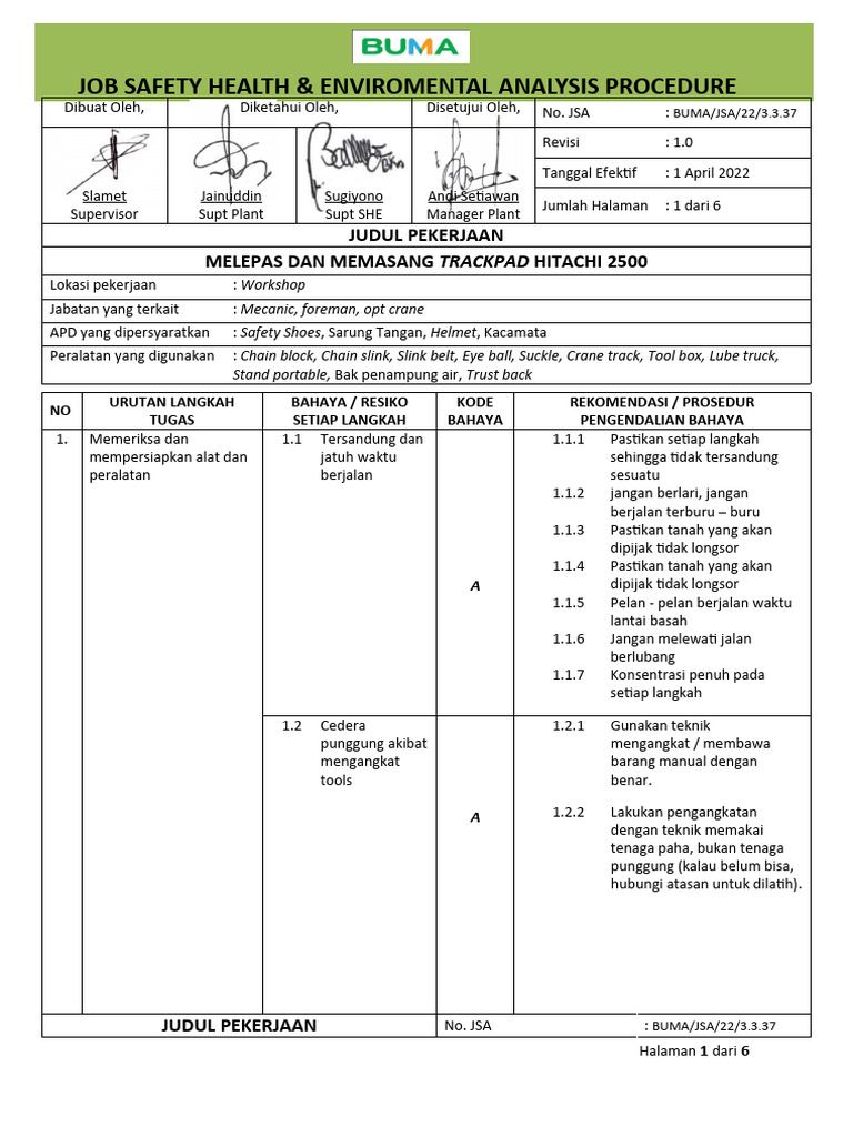 1.4.57 Jsa Ipr Melepas Dan Memasang Track Link Hitachi 2500 | PDF