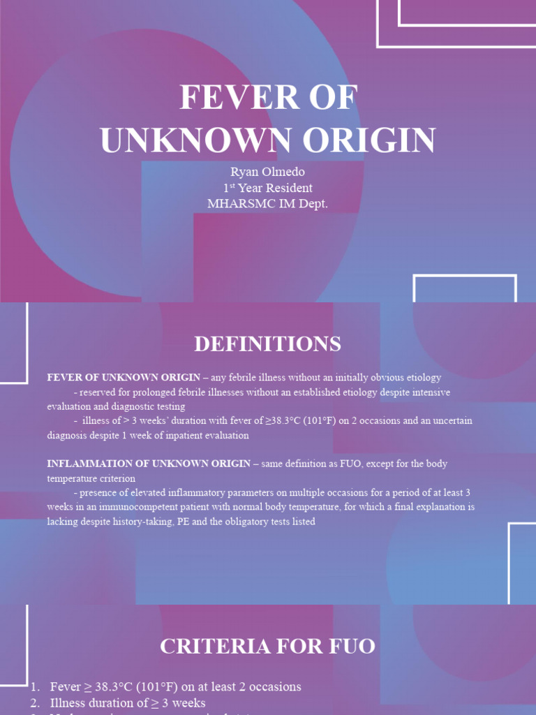 Fever of Unknown Origin | PDF | Positron Emission Tomography | Medical Diagnosis