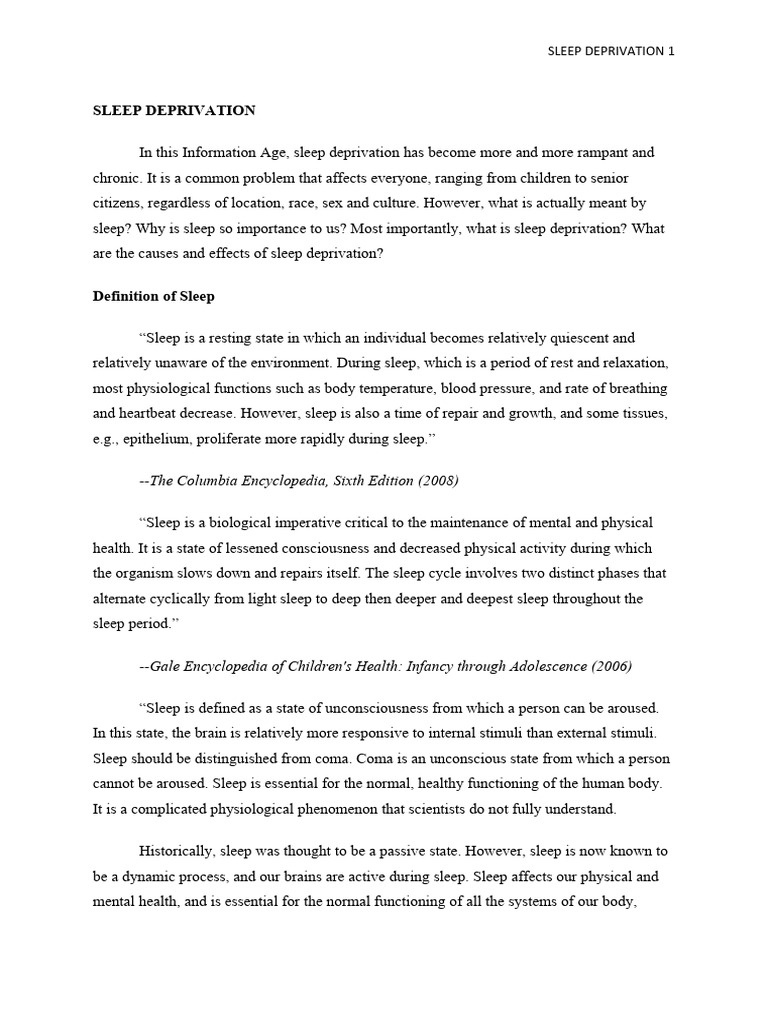 The Effects of Sleep Deprivation Among C | PDF | Sleep | Rapid Eye ...