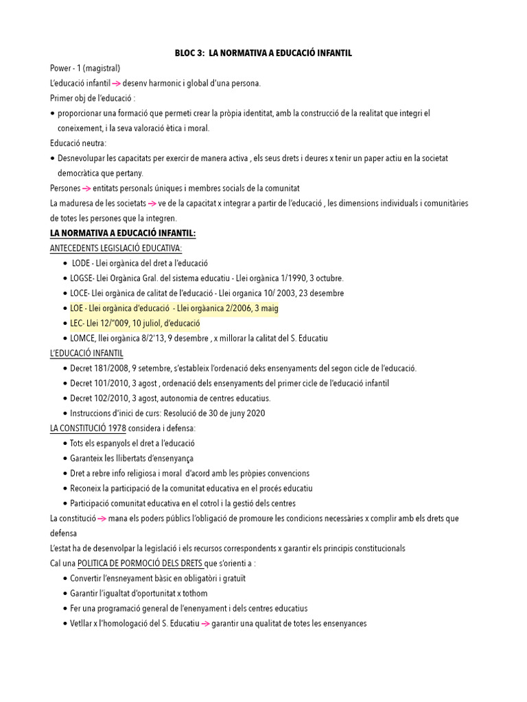 Apunts Examen Final TOT Educacio Infantil | PDF