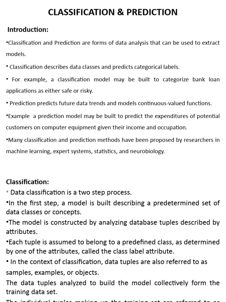 Classification & Prediction | PDF | Statistical Classification | Cognition Classification & Prediction | PDF | Statistical Classification | Cognition