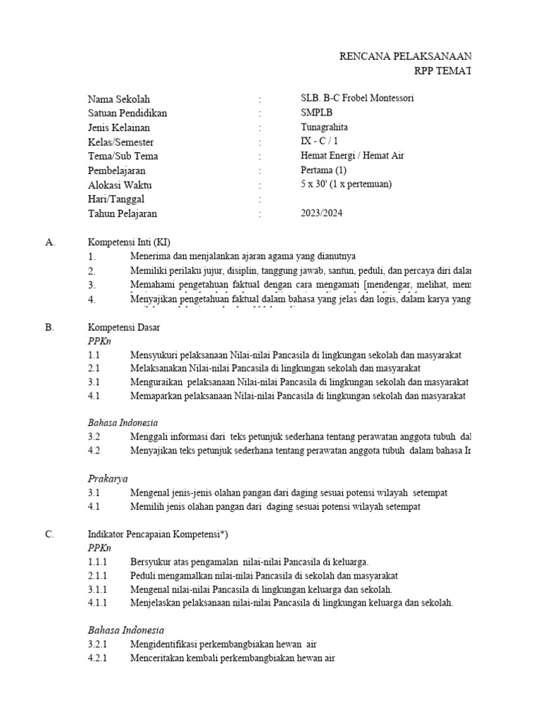 RPP KLS 7 Dan 9 SLB | PDF