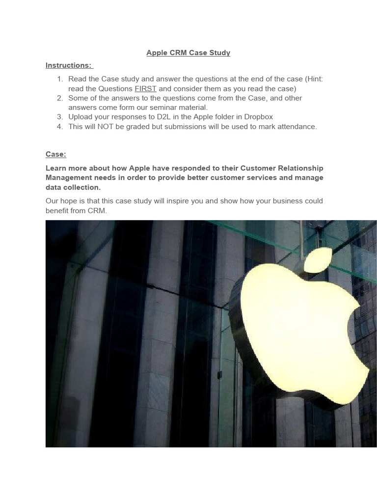 Apple CRM Case Study Questions | PDF | Customer Relationship Management ...