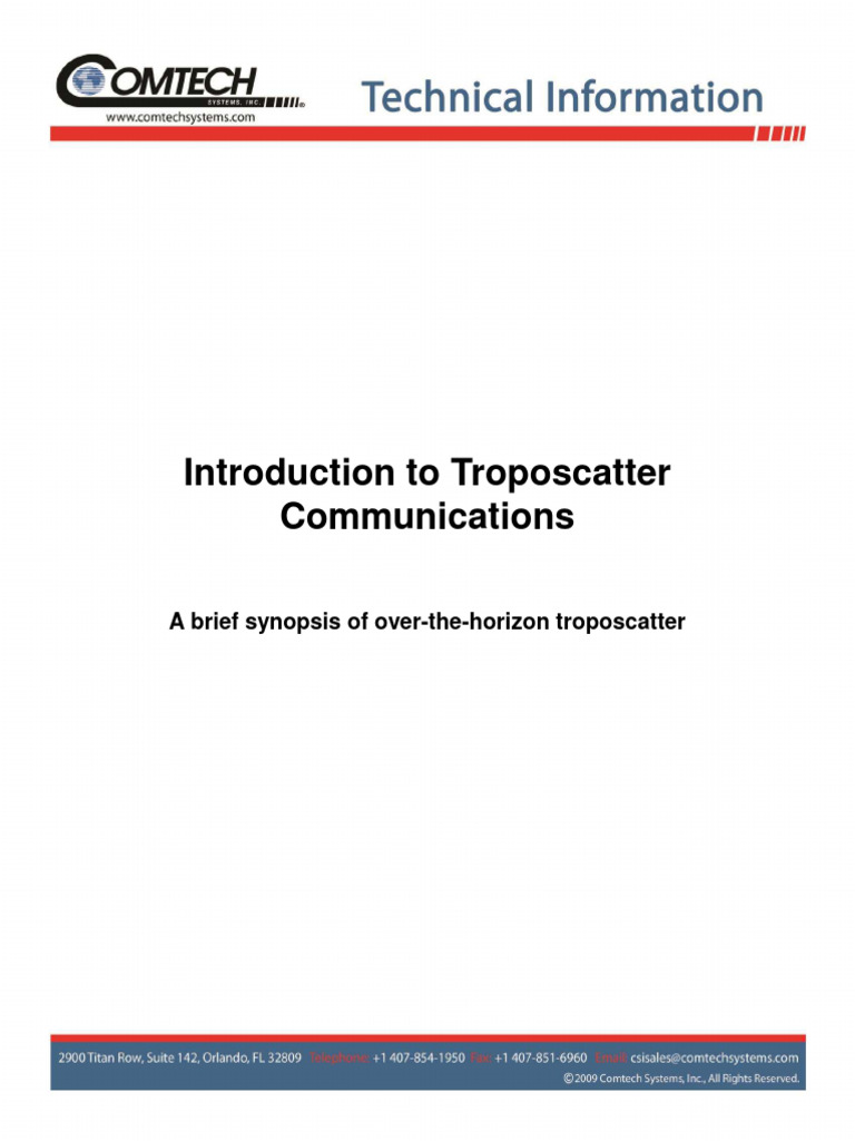 Introduction To Troposcatter Communicati | PDF | Antenna (Radio) | Radio
