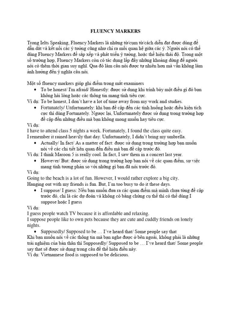 Fluency Markers | PDF