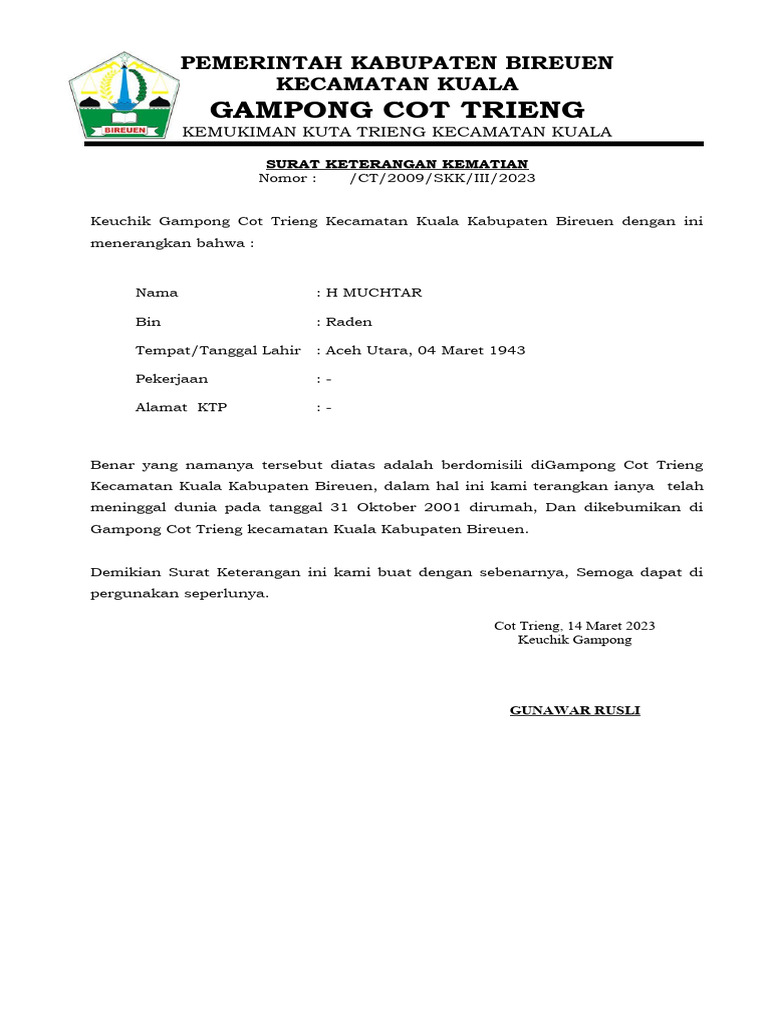 Surat Kematian | PDF