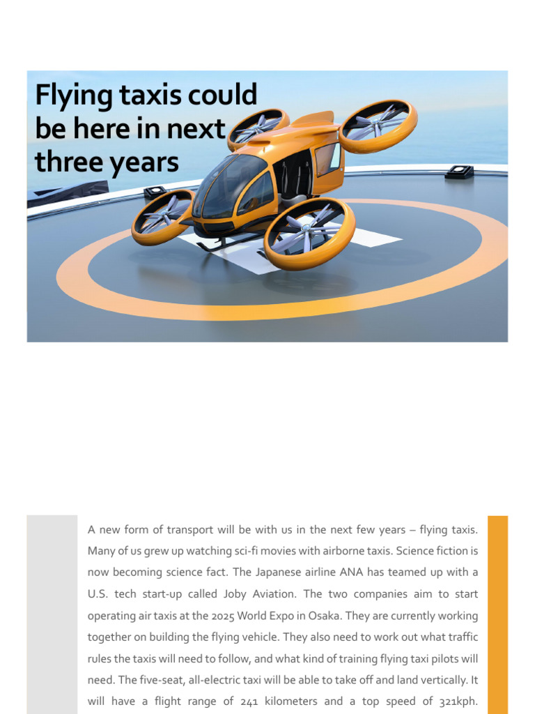 Flying Taxis Could Be Here in Next Three Years | PDF