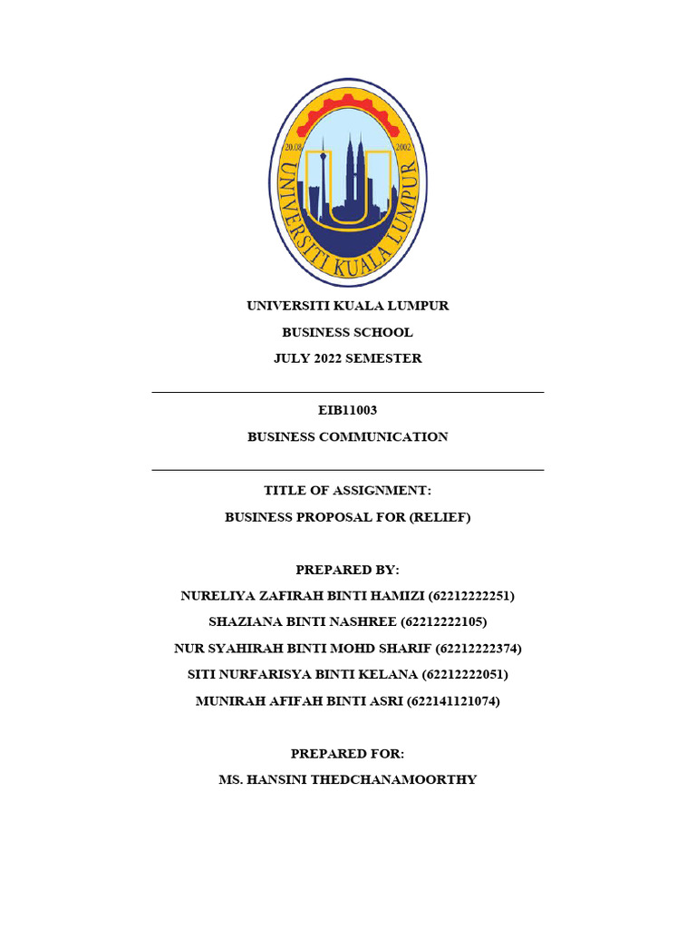 Assignment 3 New - Business Proposal - EIB11003 - ME10 - Hansini 2 ...