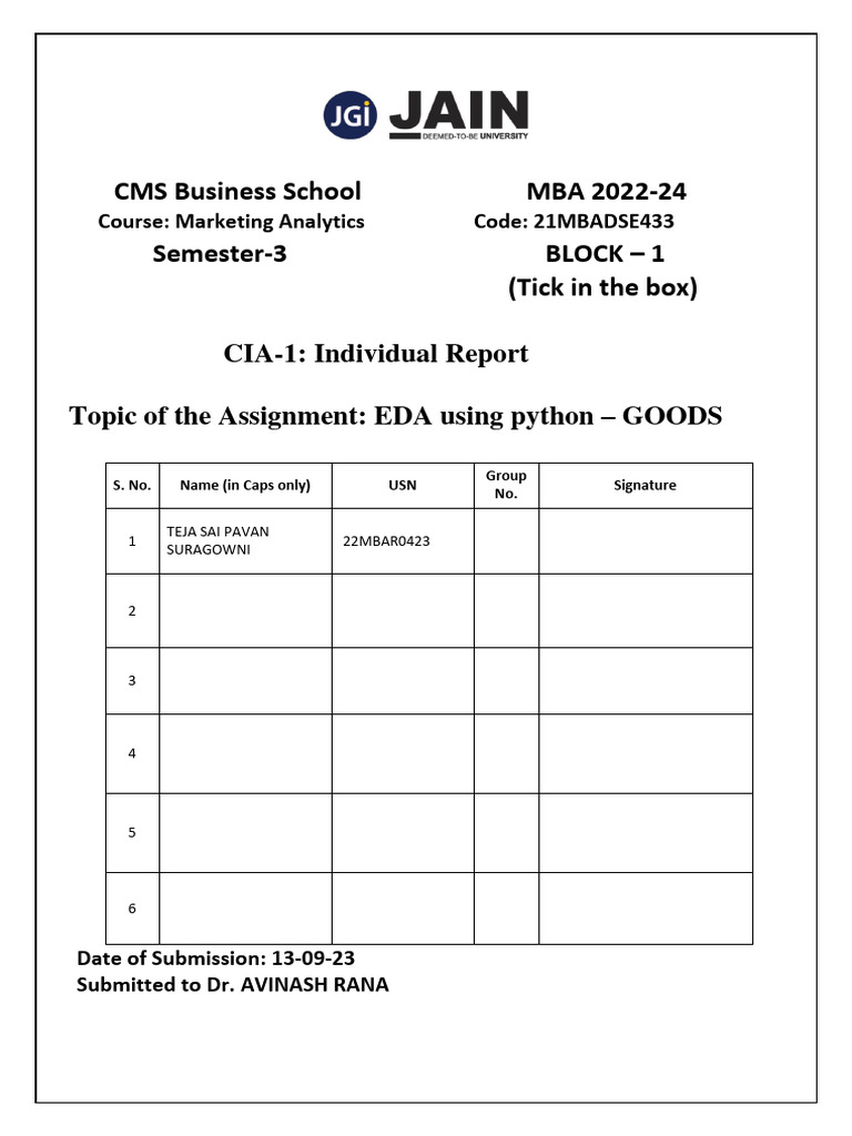 Marketing Analytics Assignment 1 | PDF | Computing | Computer Programming