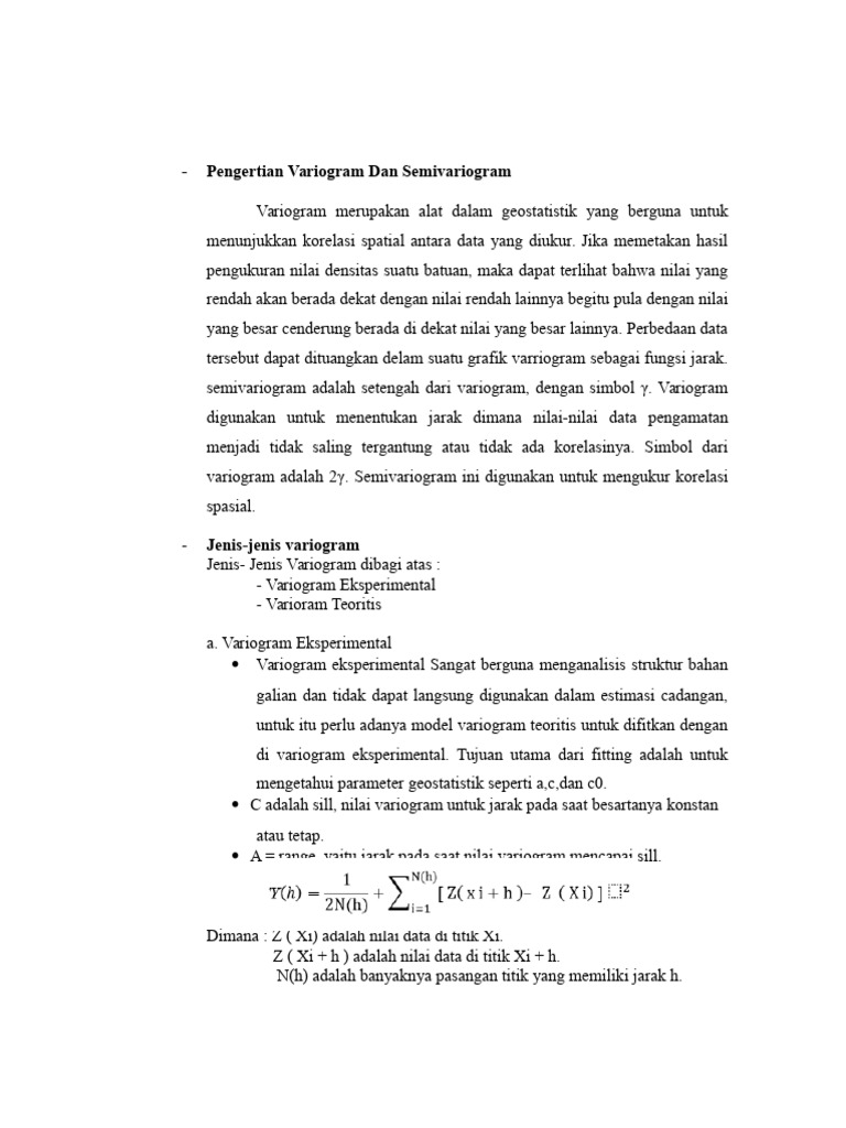 Pengertian Variogram Dan Semivariogram | PDF