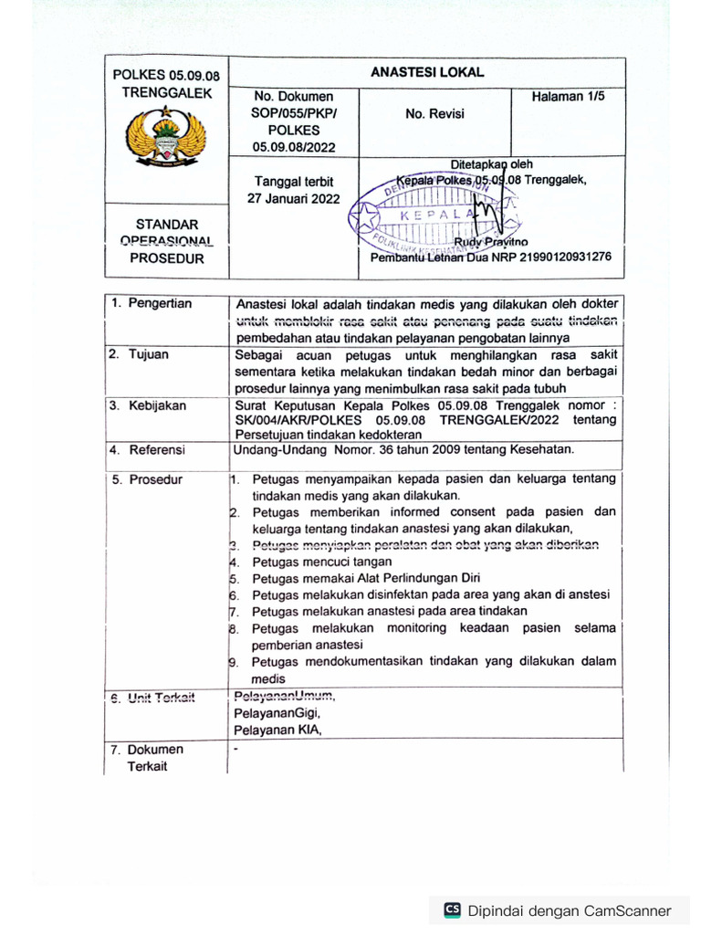 Sop Anastesi | PDF