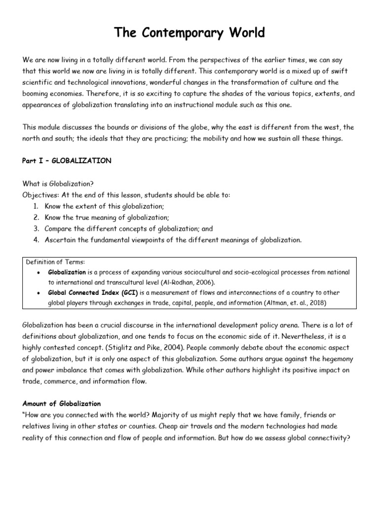 Lesson I - Globalization | PDF | Globalization | Economics