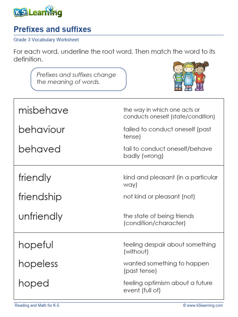 Grade 3 Prefix Suffix Root Definition 3 | PDF | Linguistic Typology ...