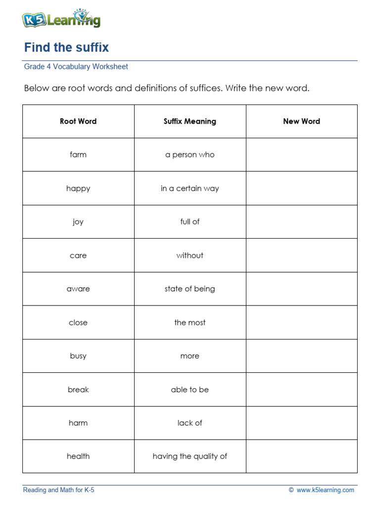Grade 4 Prefix Suffix Root Words 3 | PDF
