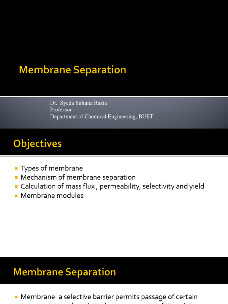 Membrane Separation | PDF | Membrane | Osmosis