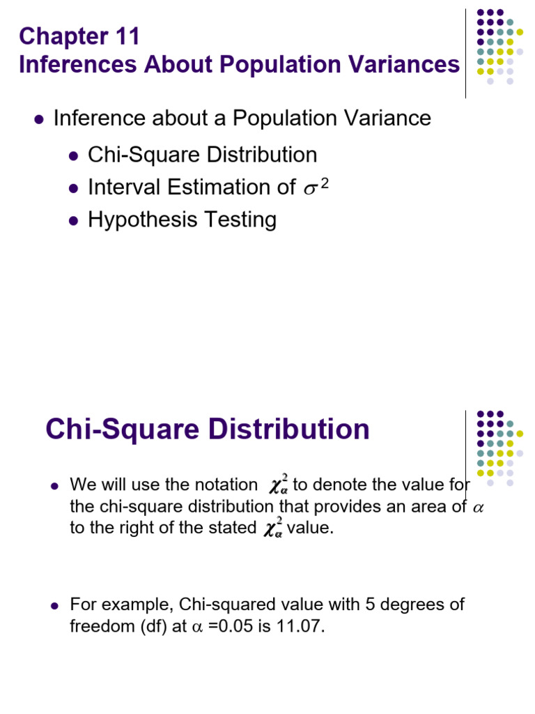 Session13 - Inferences From Population Variances | PDF | Chi Squared Distribution | Confidence ...