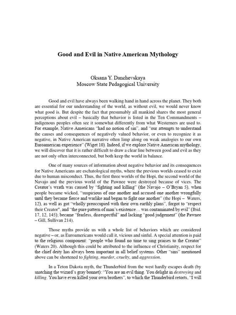 3good and Evil in Native American Mythology | PDF | Evil | Good And Evil