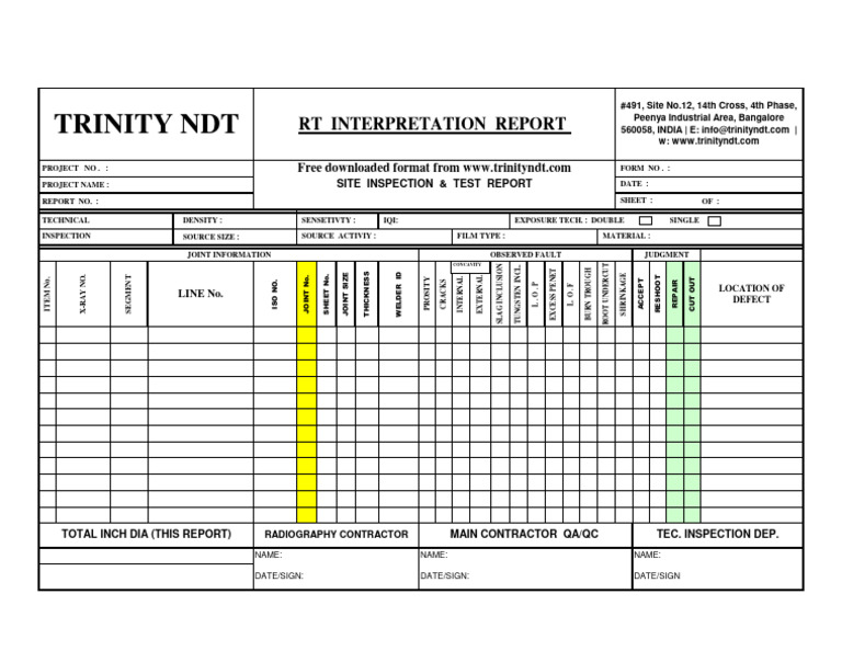 Radiography Rt Interpretation Report Format Pdf Building