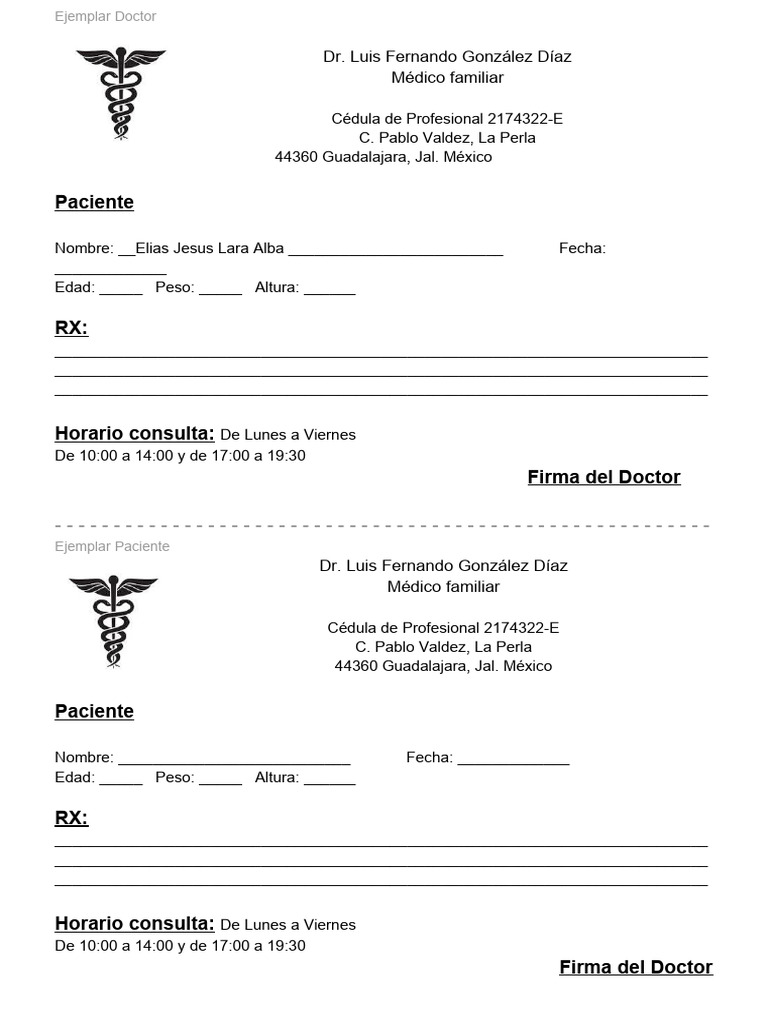 Modelo de Receta Médica Editable | PDF