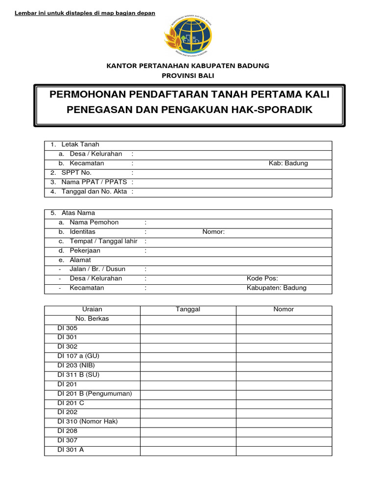 7-Blanko Permohonan Pertama Kali-Eform | PDF