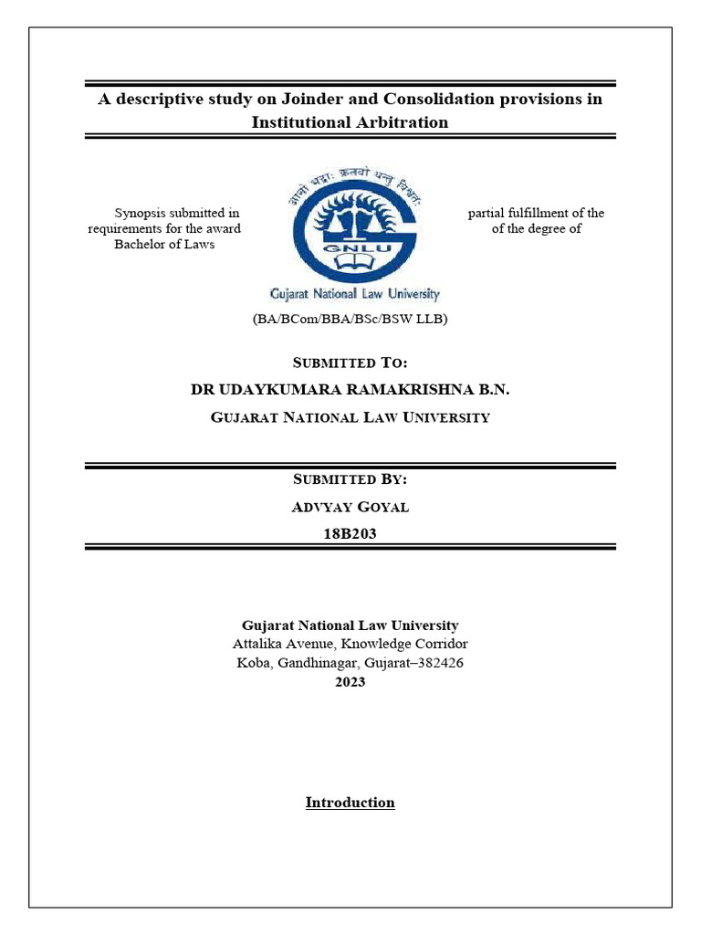 Arbitration Joinder & Consolidation Study | PDF | Arbitration | Joinder