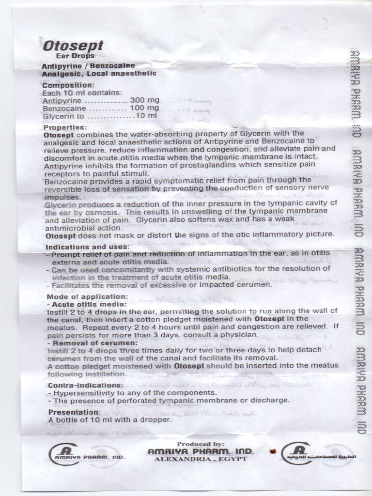 Otosept Ear Drop Patient Information Leaflet | PDF