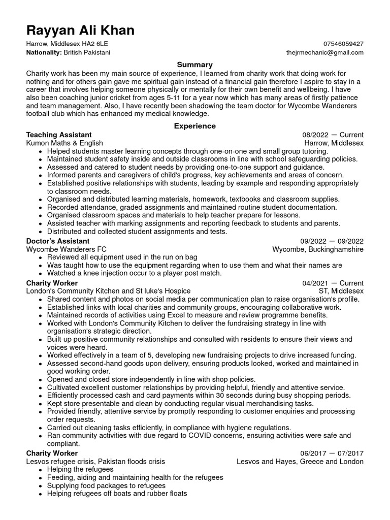 Rayyan's CV | Download Free PDF | Teachers | Classroom
