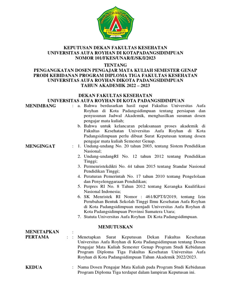 SK Mengajar Dosen | PDF