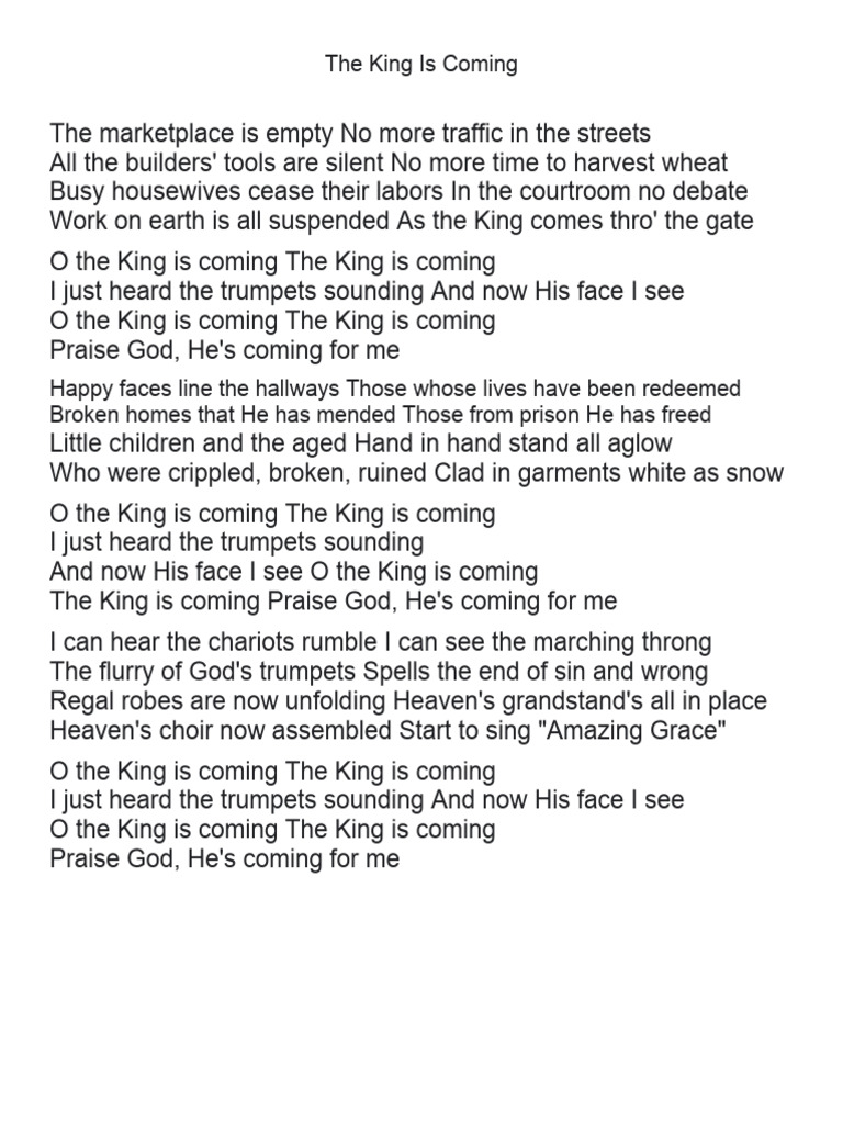 The King Is Coming Lyrics | PDF