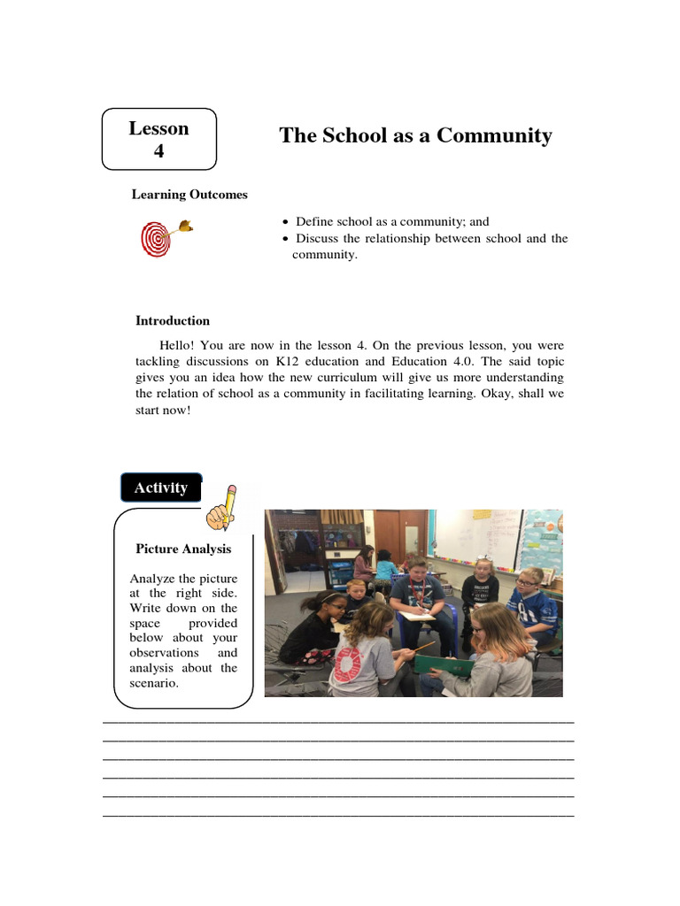 Lesson 4. School As A Community | PDF | Community | Learning