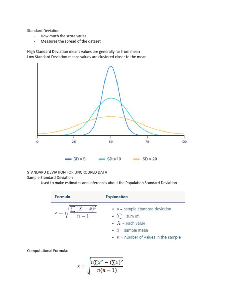 Standard Deviation Ungrouped | PDF