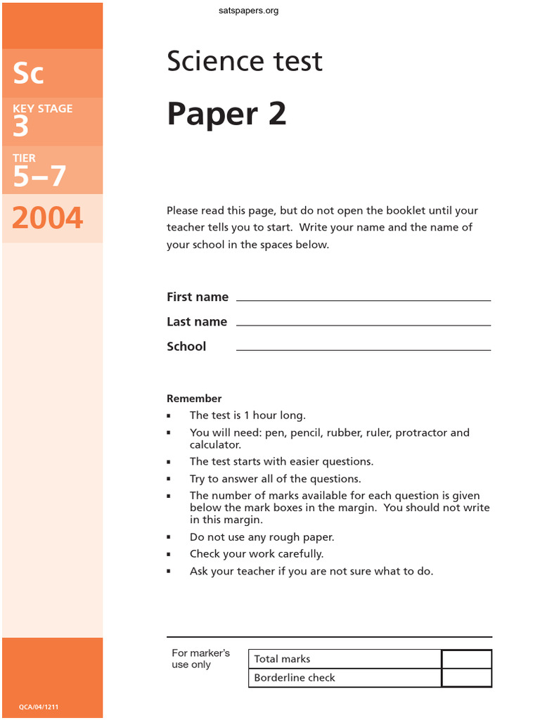 Science Sat Paper 3-5 Part 2 2004 Revision | PDF | Acid | Hydrochloric Acid