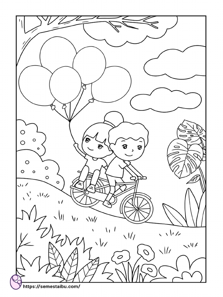 Mewarnai anak - bersepeda | PDF