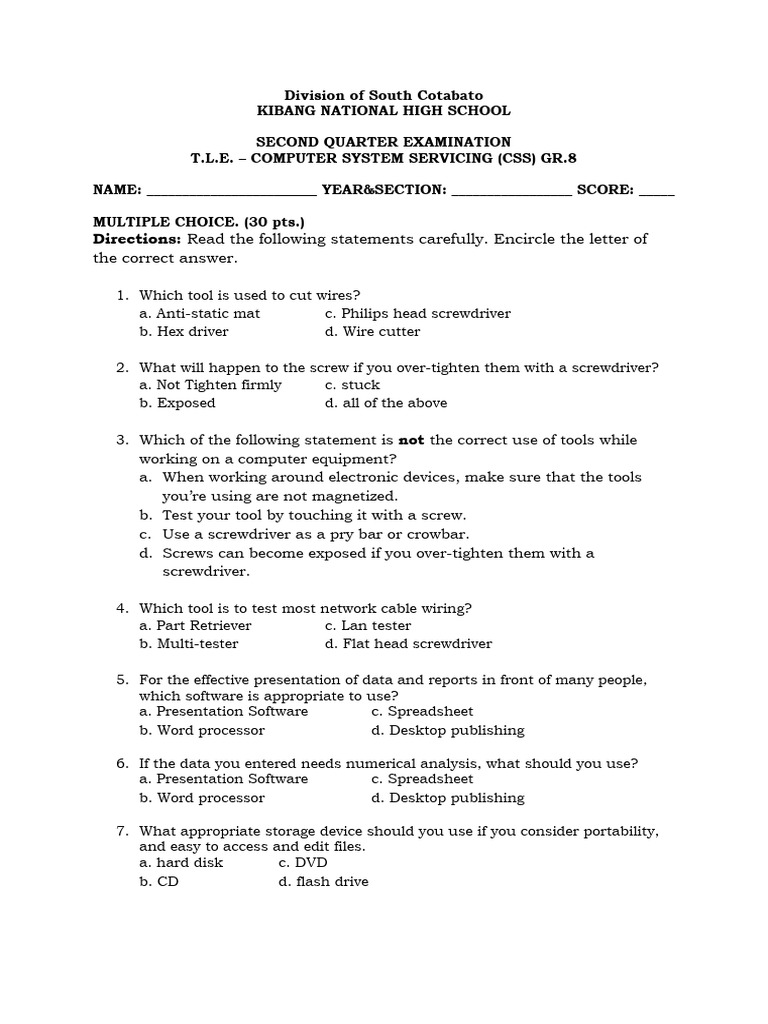 Grade 8 Second Quarter Exam | PDF | Hazards | World Wide Web