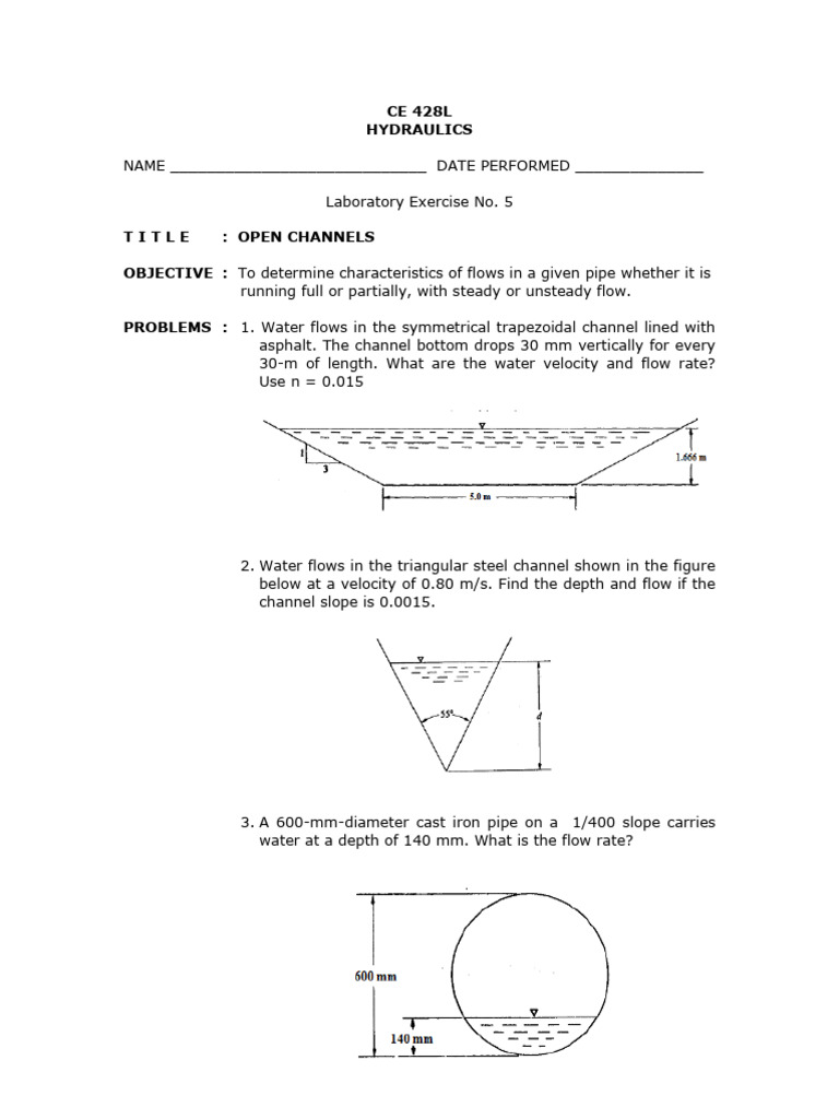 Open Channel Flow Analysis Lab | PDF
