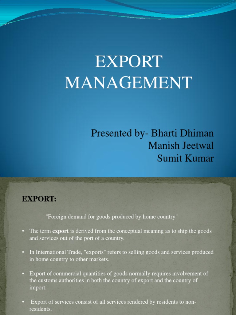 Export Management: Strategies & Processes | PDF | Exports ...