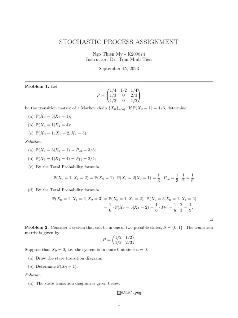 HUFLIT HW 1 Random Process | PDF | Markov Chain | Applied Mathematics