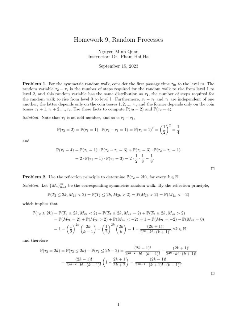 Thien My HW 9 Random Process | PDF | Measure Theory | Randomness