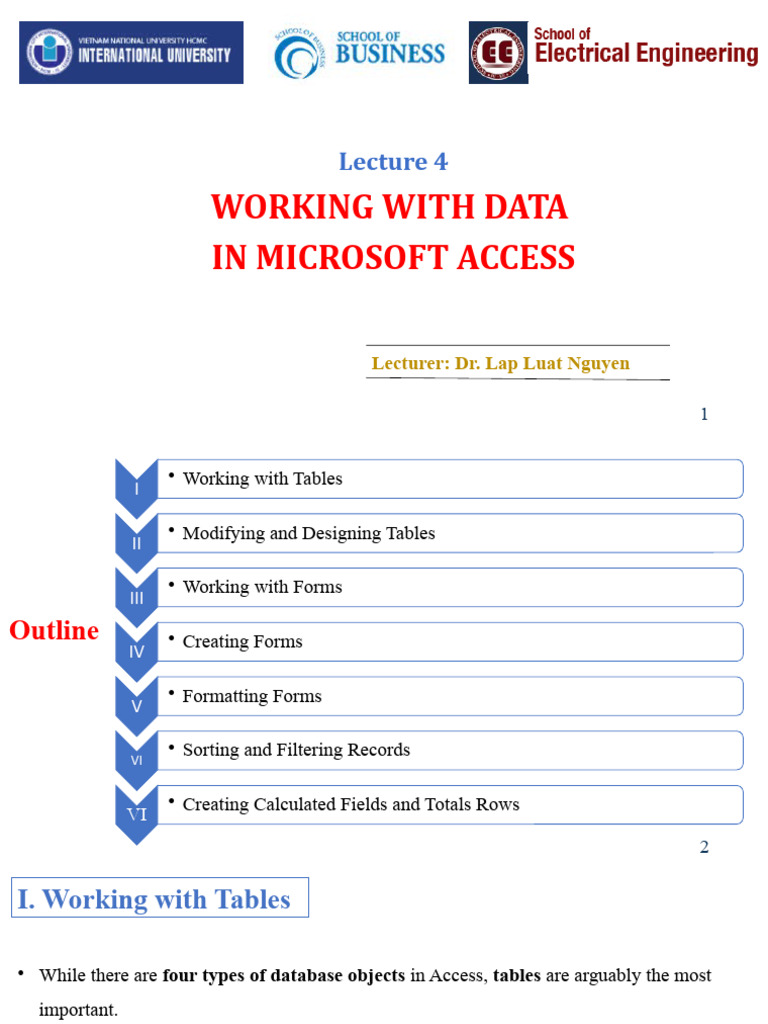 Lecture 4-Access | PDF | Table (Database) | Databases Lecture 4-Access | PDF | Table (Database) | Databases