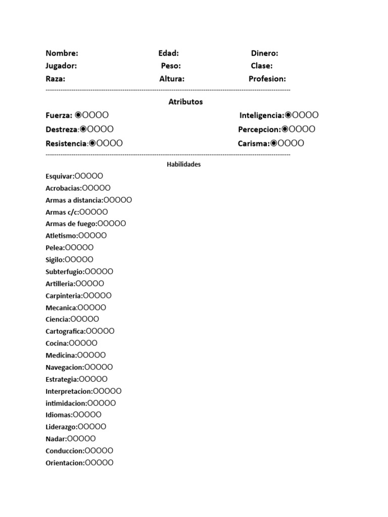 Ficha Final Fantasy | PDF