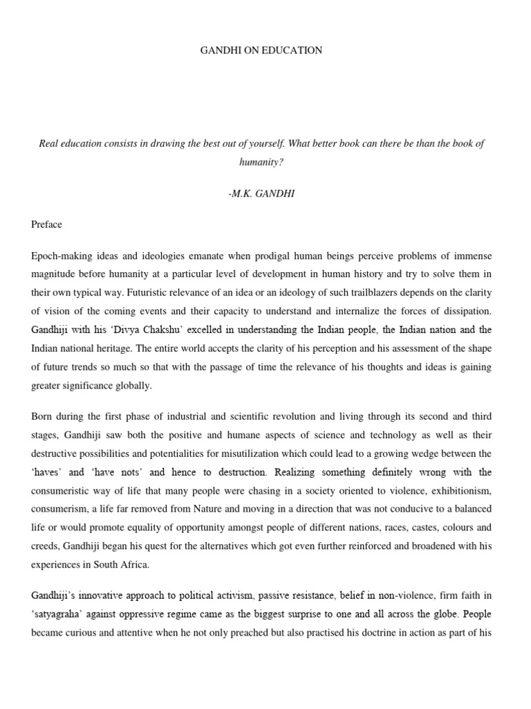 Gandhi On Education Book Complete | PDF | Mahatma Gandhi | Moksha